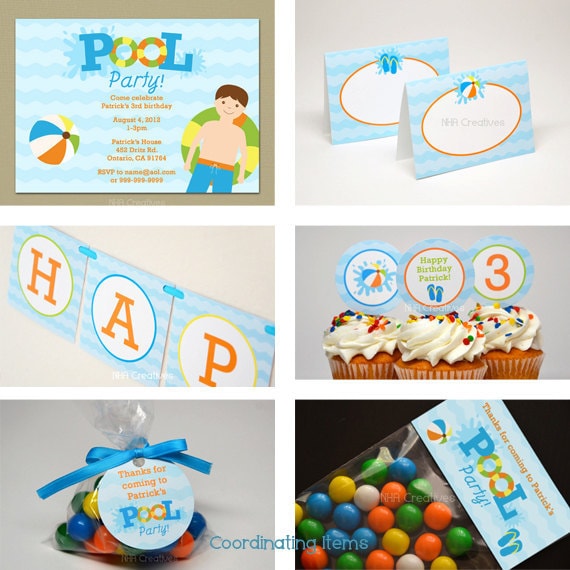 Happy Birthday Pool Party Banner DIY Printable Digital File - Etsy