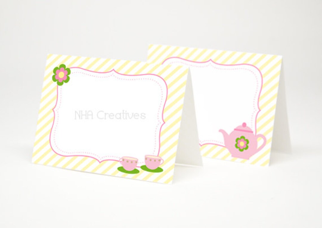 Tea Party Themed Place Cards - Teapot and Teacups - DIY Printable ...