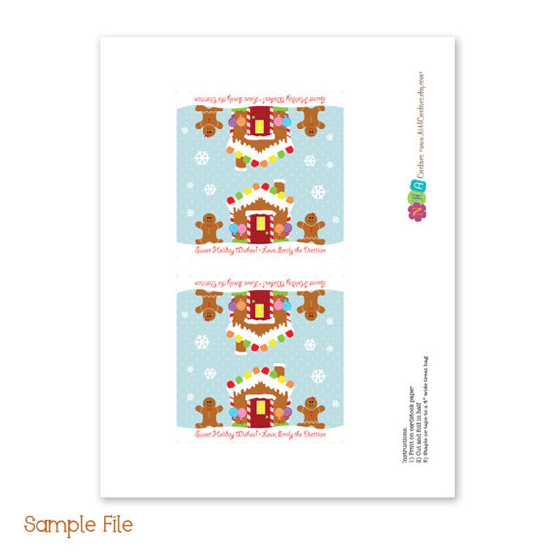 Personalized Gingerbread Theme Christmas Treat Bag Topper - Etsy