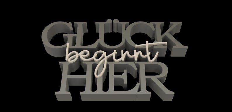 STL 3D Print File – Happiness Begins Here – Home – Lettering for ...