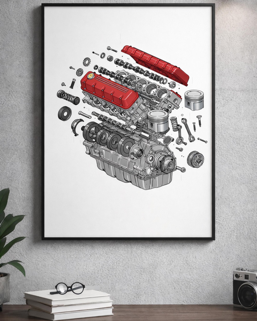 Ferrari V8 Engine Exploded Diagram - Etsy
