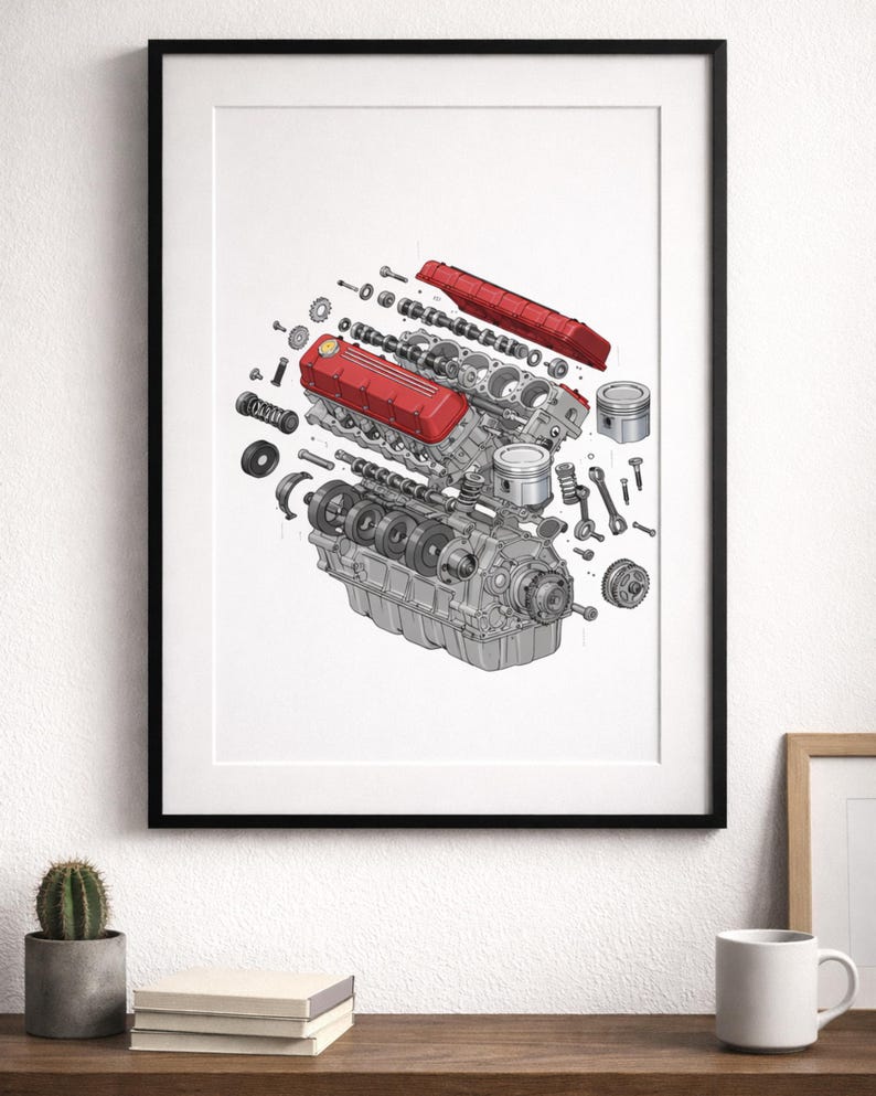 Ferrari V8 Engine Exploded Diagram - Etsy