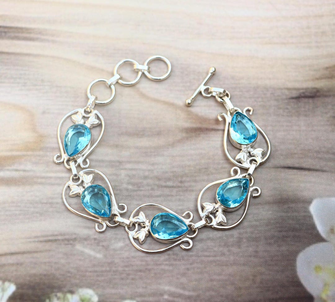 Beautiful Blue Hydro Glass Gemstone Bracelet/ Blue Hydro Glass Bracelet ...