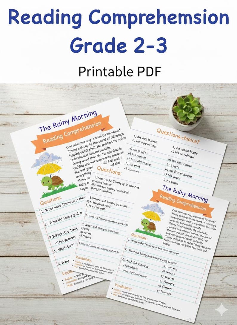 Reading Comprehension Worksheet Grade 2-3 | Short Story & Questions ...