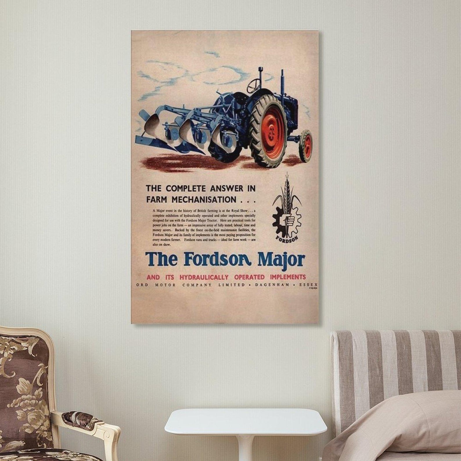 Vintage Fordson Tractor Canvas Poster, Farmhouse Decor - Etsy