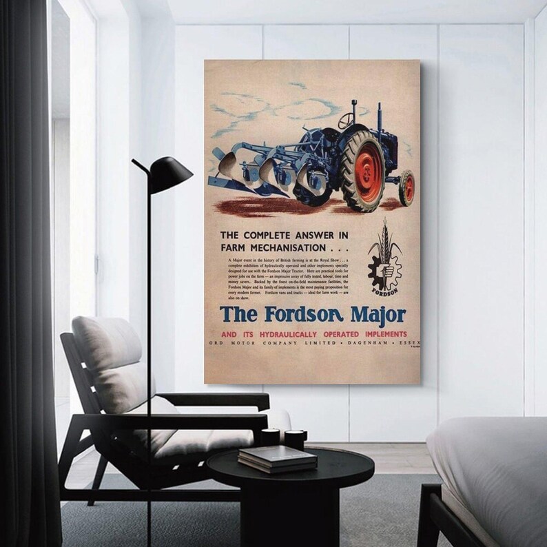 Vintage Fordson Tractor Canvas Poster, Farmhouse Decor - Etsy