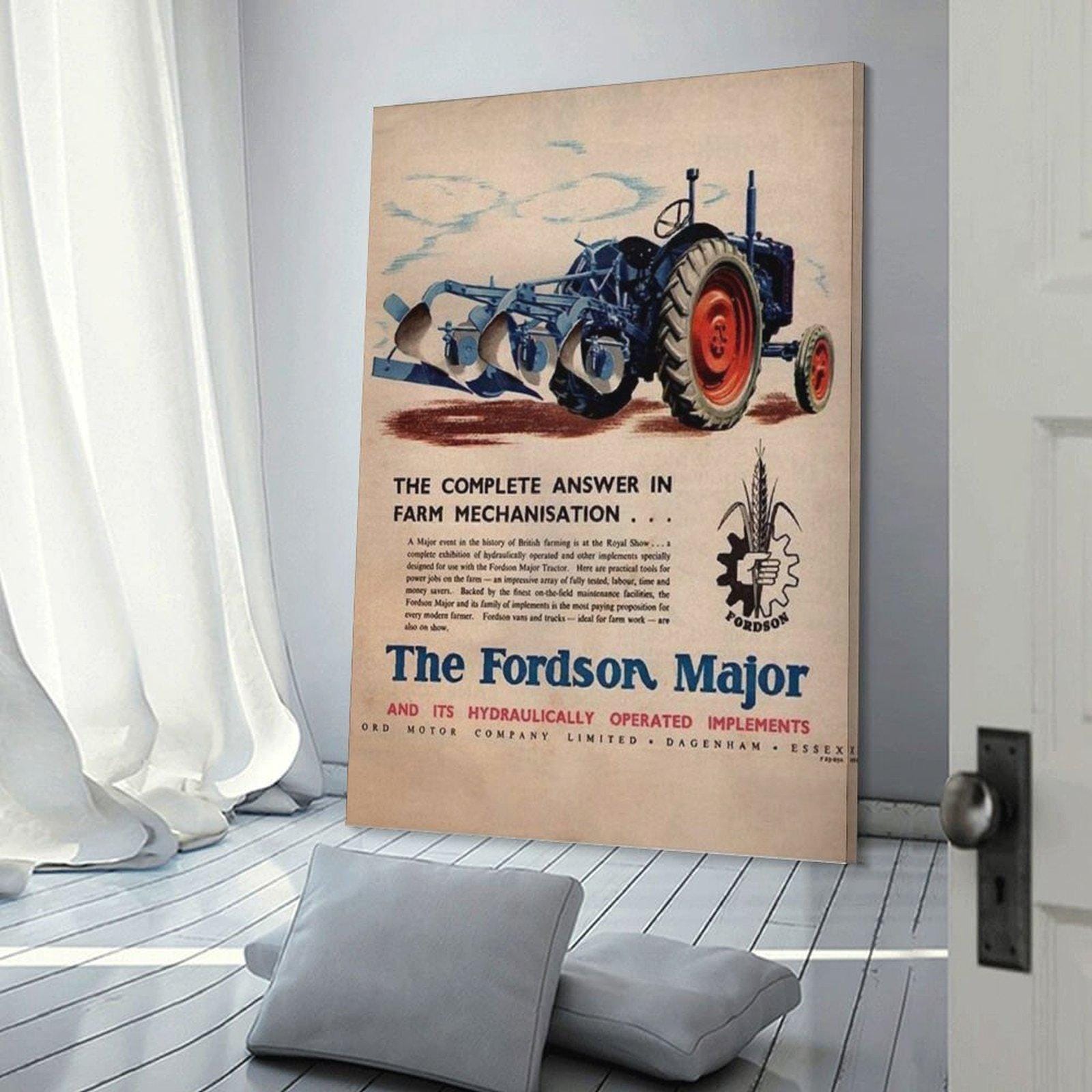 Vintage Fordson Tractor Canvas Poster, Farmhouse Decor - Etsy
