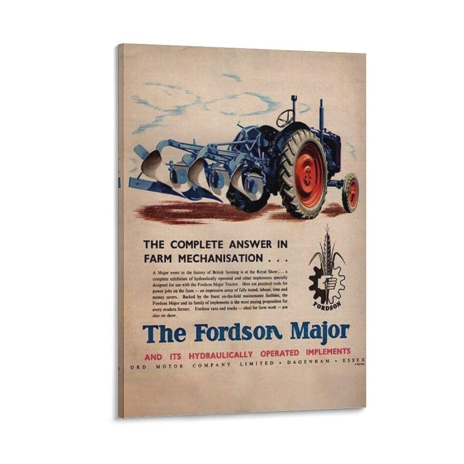 Vintage Fordson Tractor Canvas Poster, Farmhouse Decor - Etsy