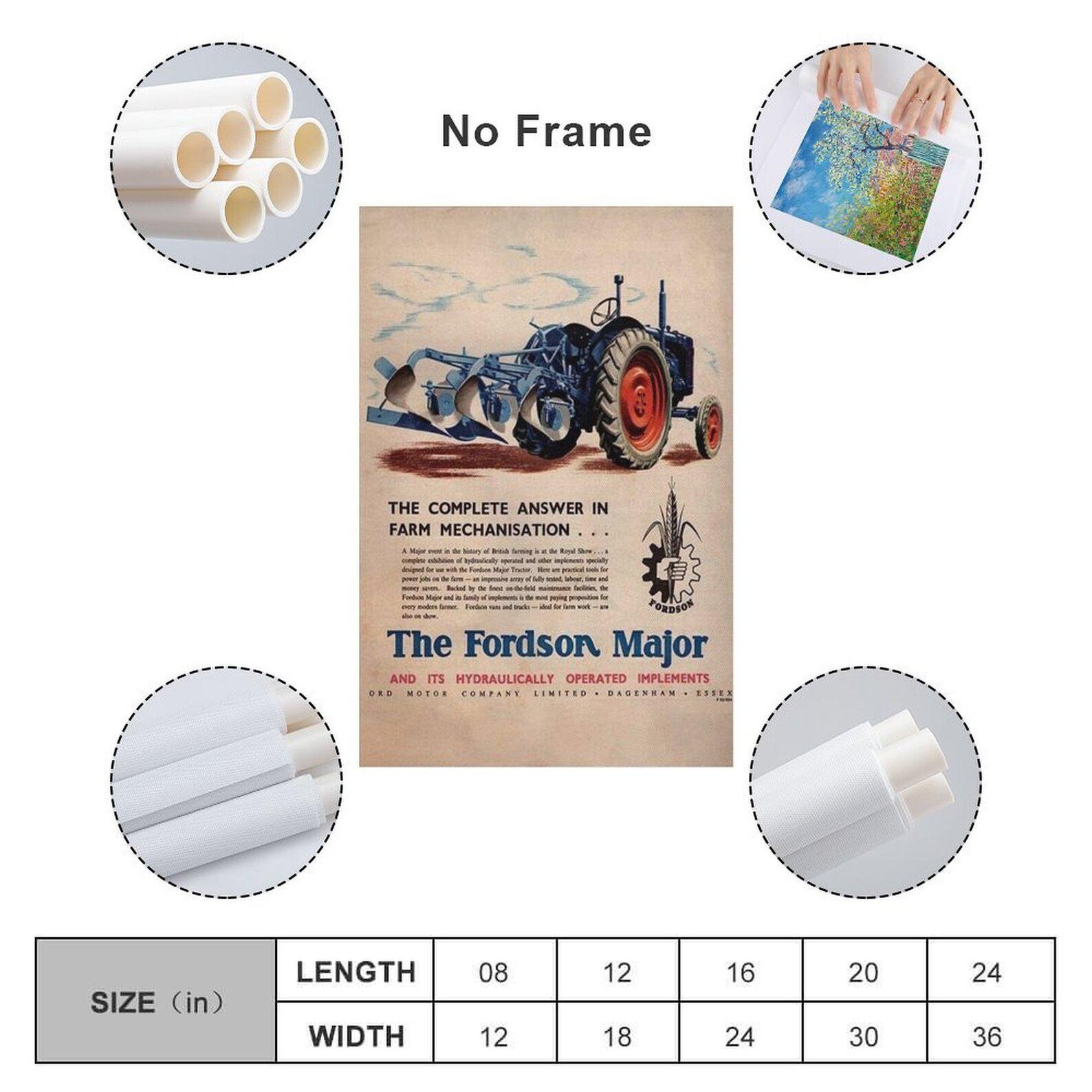Vintage Fordson Tractor Canvas Poster, Farmhouse Decor - Etsy