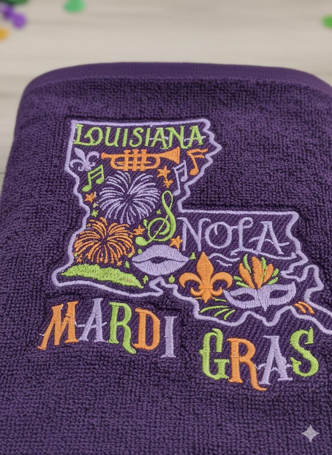 Mardi Gras Embroidered Velour/terry Hand Towel 100% Cotton 16 X 26 ...