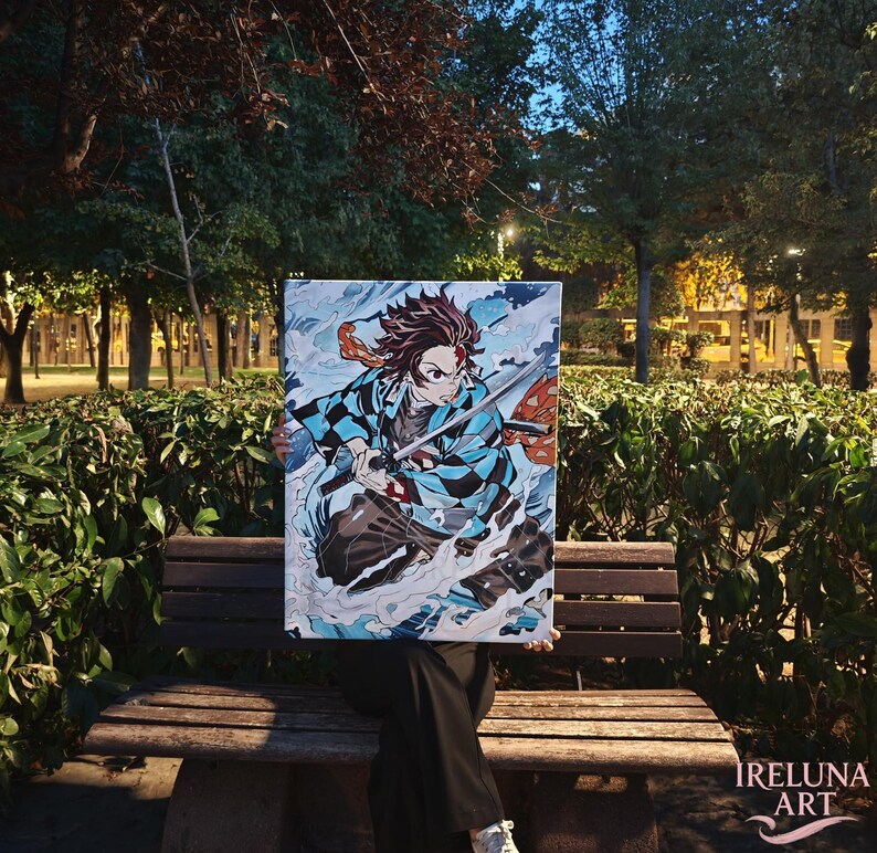 Tanjiro Anime Oil Painting | Demon Slayer Hand-painted Canvas | Water ...