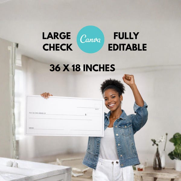Large Editable Checks in Canva - Etsy