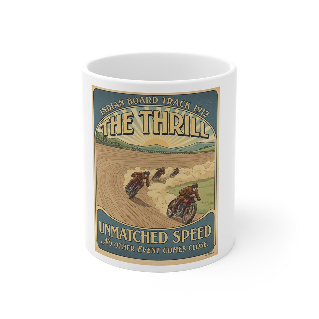 Vintage Motorcycle Racing Poster Mug | the Thrill Unmatched Speed - Etsy