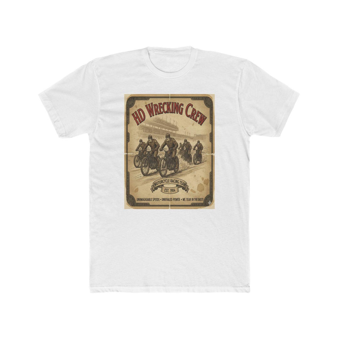 Old Wrecking Crew Vintage Motorcycle Poster T-shirt | Retro Biker Tee ...