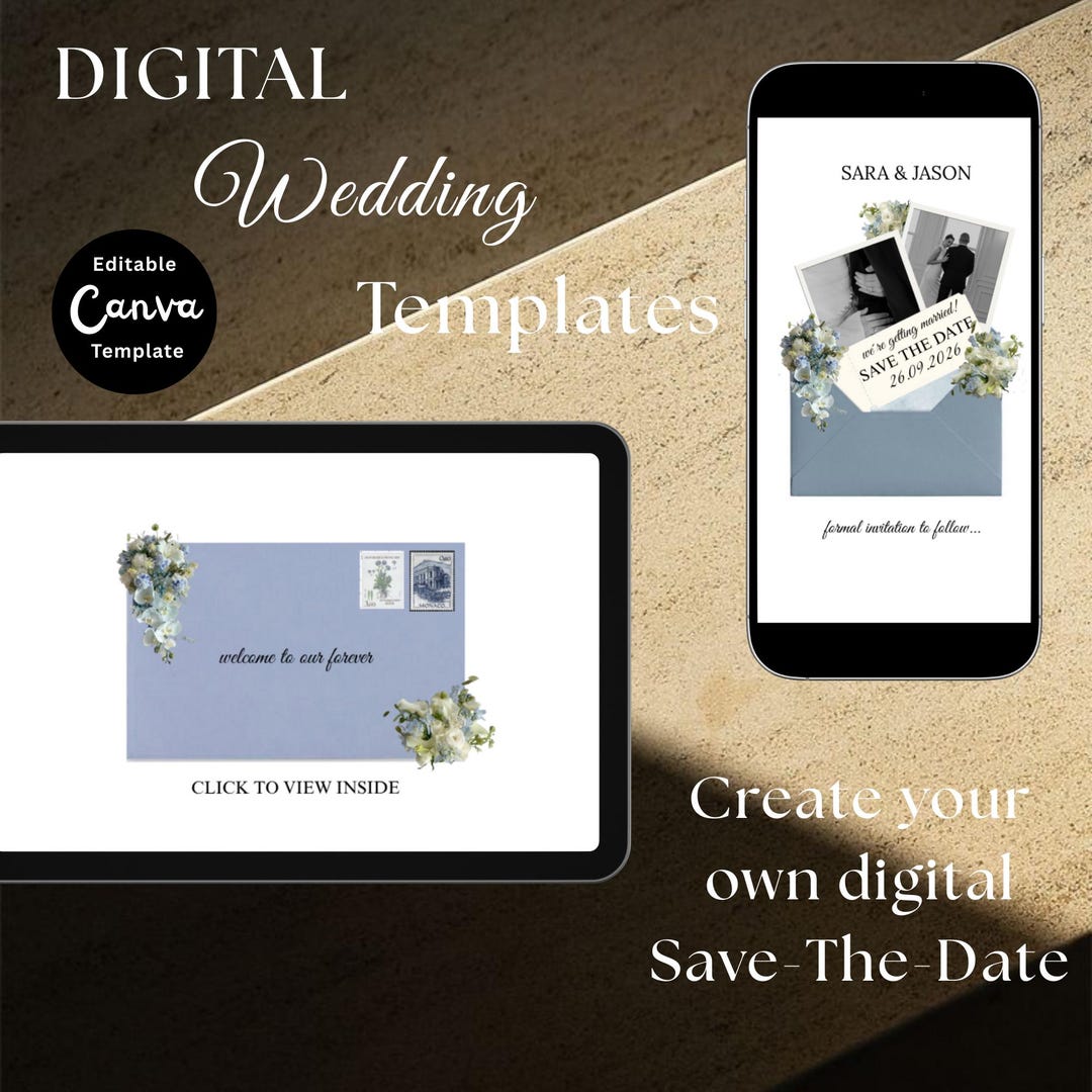 Save the Date Template | Editable Canva Template | Digital Save the ...