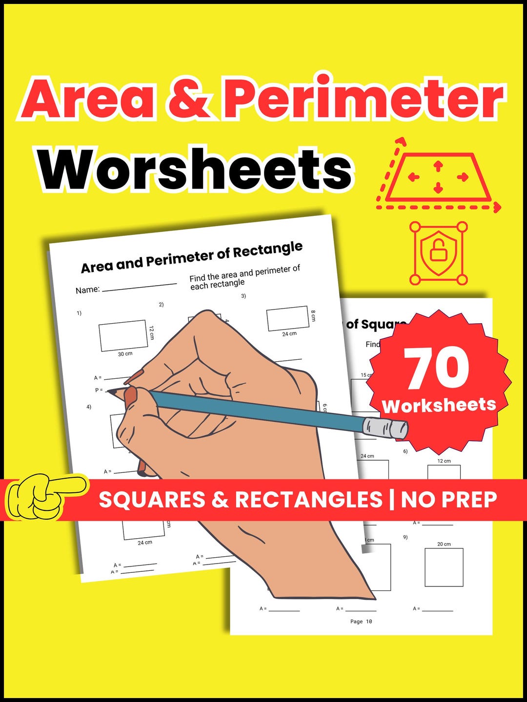 Area Perimeter Worksheets | Squares Rectangles Math Practice (PDF ...