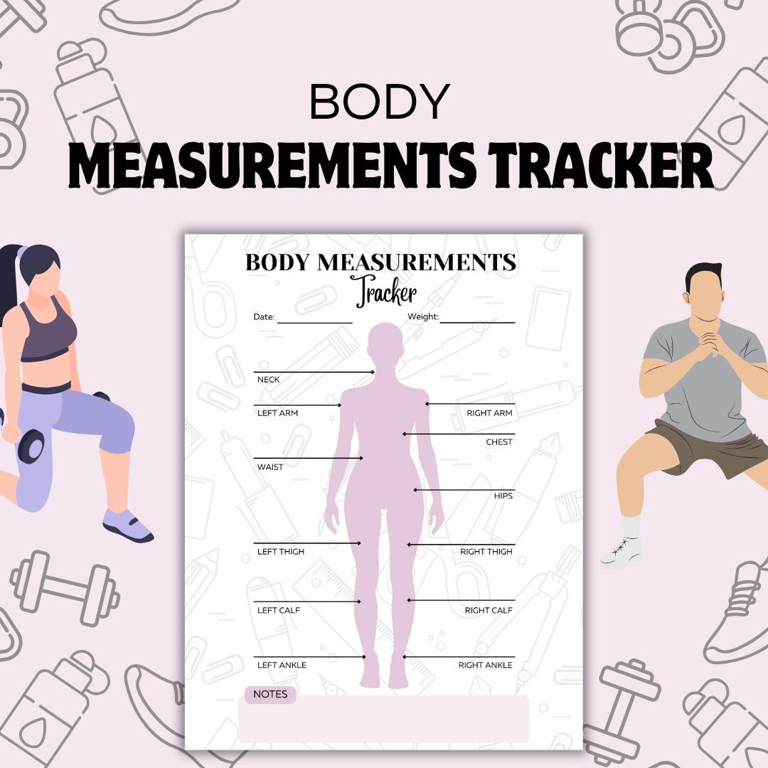 Body Measurements Tracker for Women, Weight Loss Measurement Printable ...