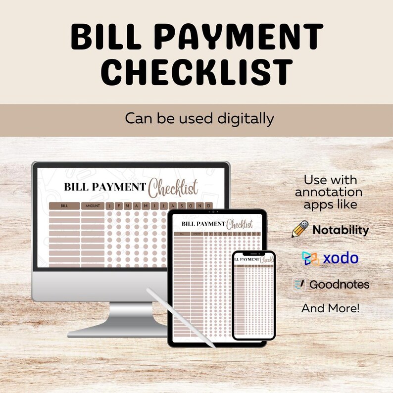 Bill Payment Checklist Printable, Monthly Bill Tracker Printable, Bills ...