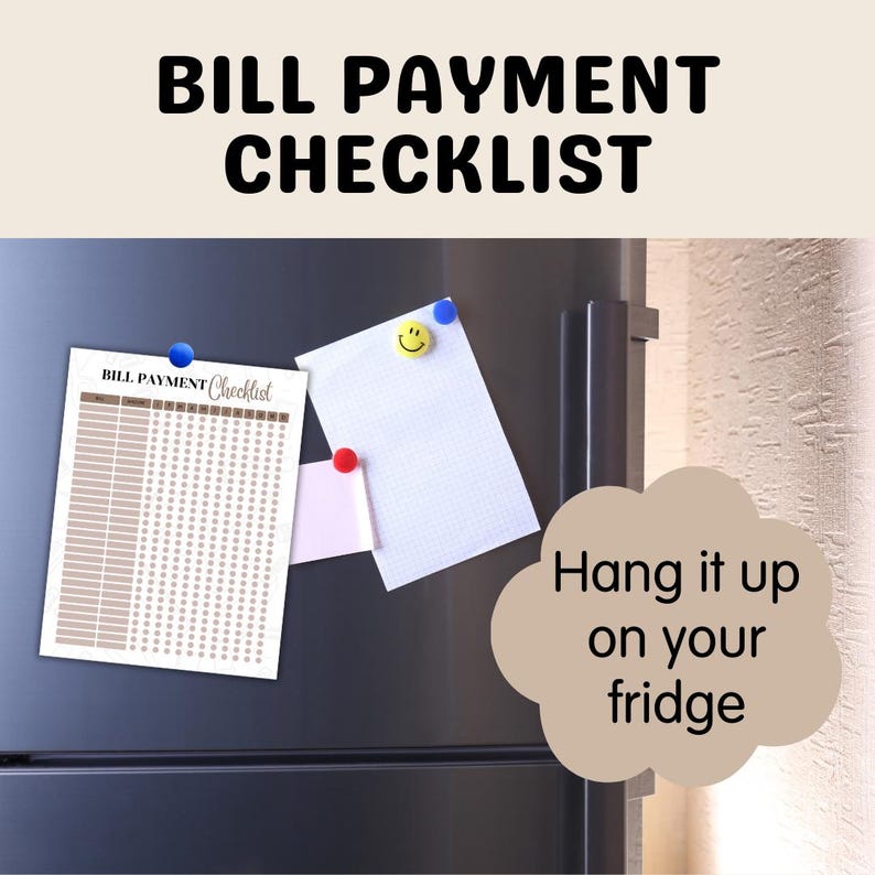 Bill Payment Checklist Printable, Monthly Bill Tracker Printable, Bills ...
