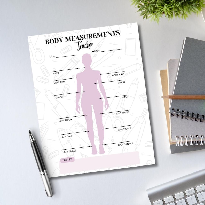 Body Measurements Tracker for Women, Weight Loss Measurement Printable ...
