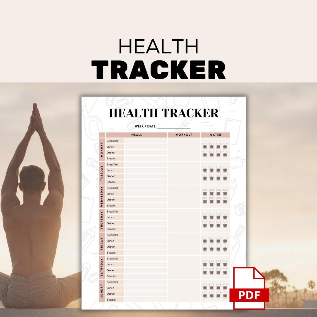 Health Tracker Printable, Daily Wellness Planner PDF, Fitness Workout ...