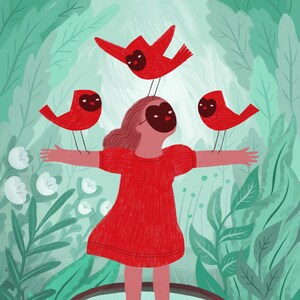 Cardinal Girl- Art Print - Etsy