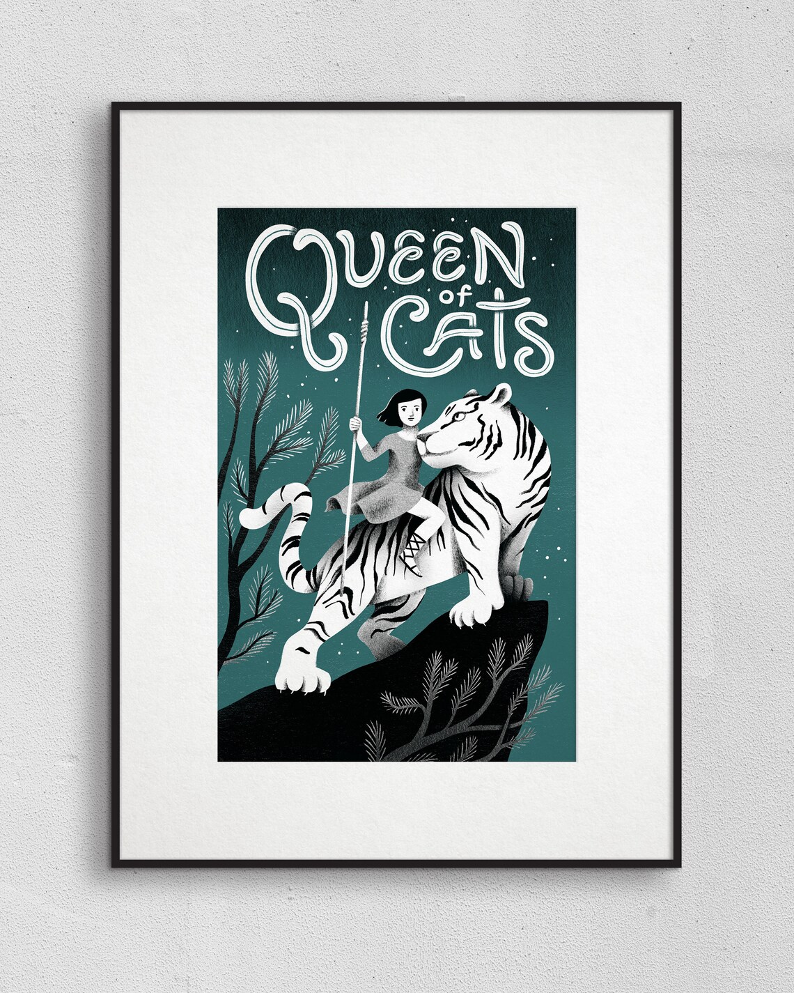 The Queen of Cats Riding a Tiger Illustration - Etsy
