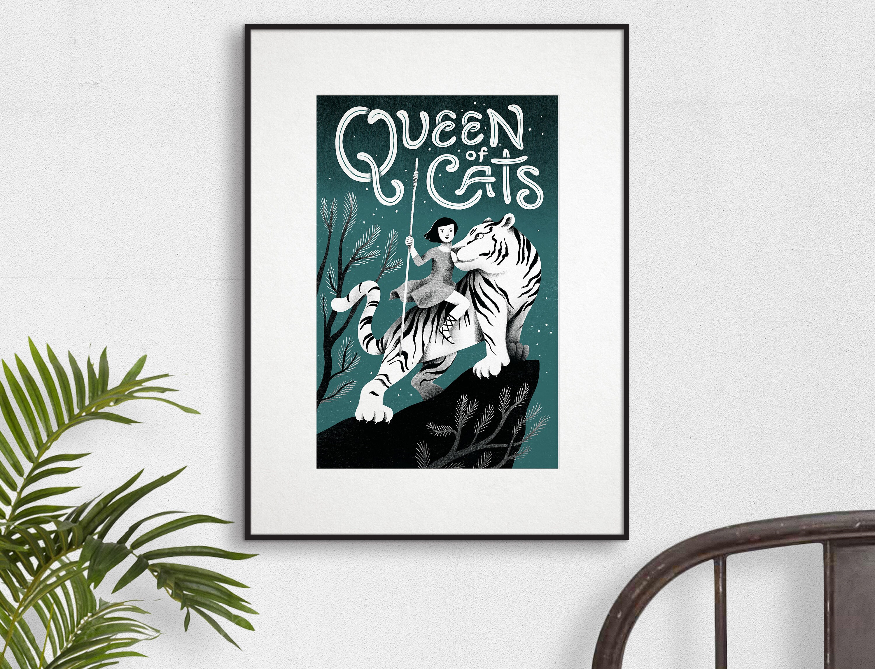 The Queen of Cats Riding a Tiger Illustration - Etsy