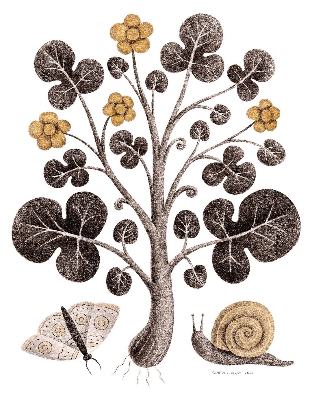 Medieval Art Inspired White Botanical Garden Illustration- Art Print - Etsy