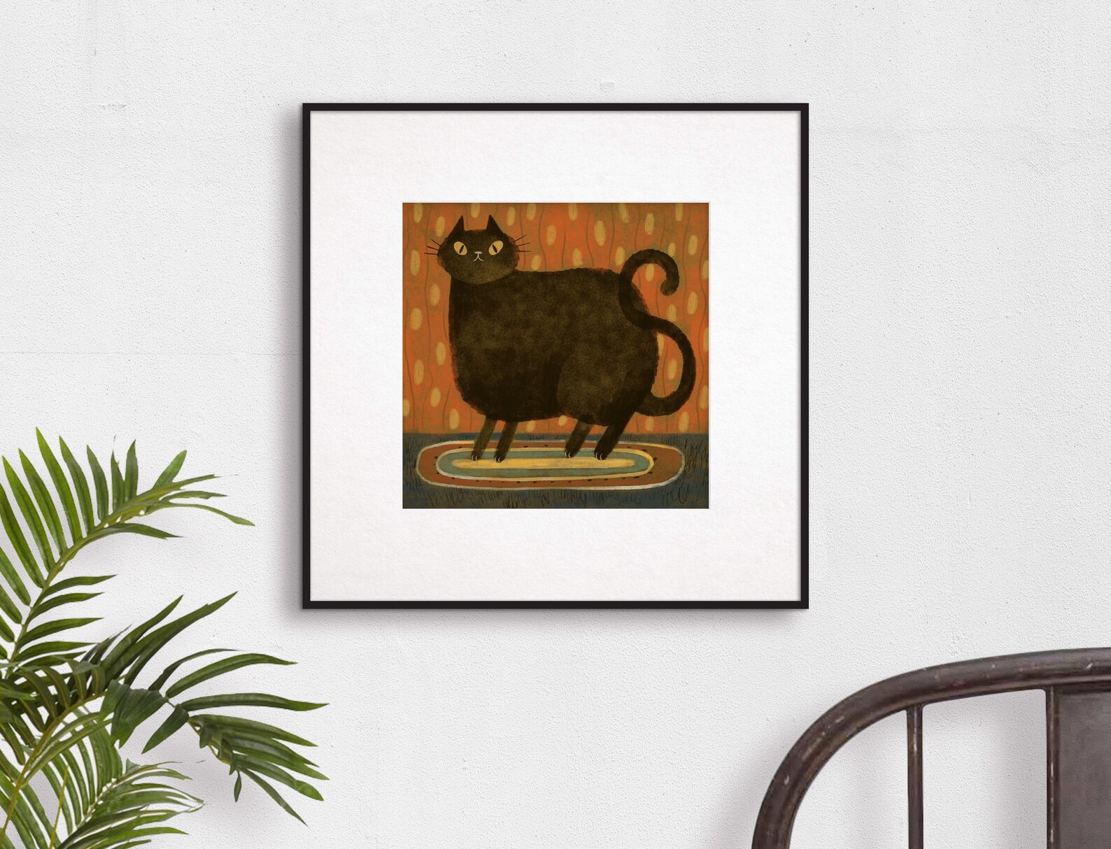 Chonky Cat Folk Art Art Print Etsy
