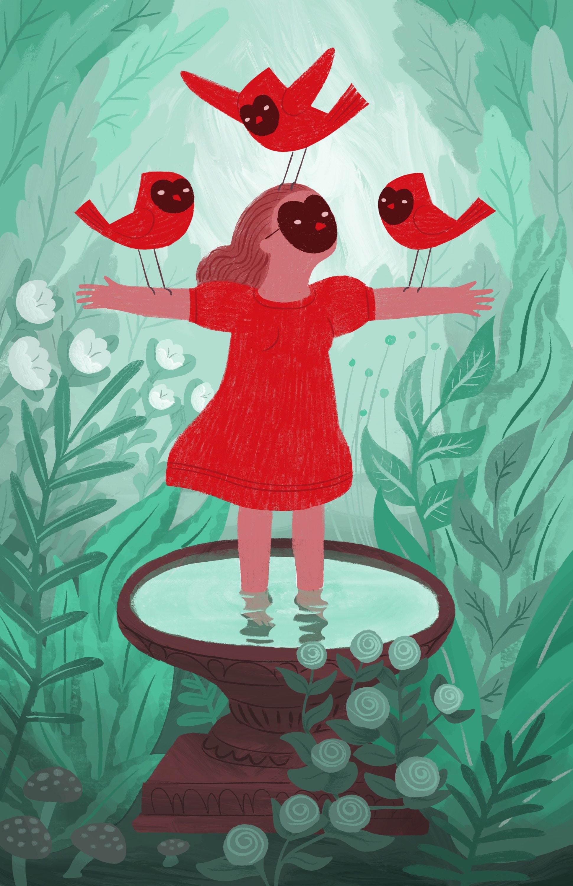 Cardinal Girl- Art Print - Etsy