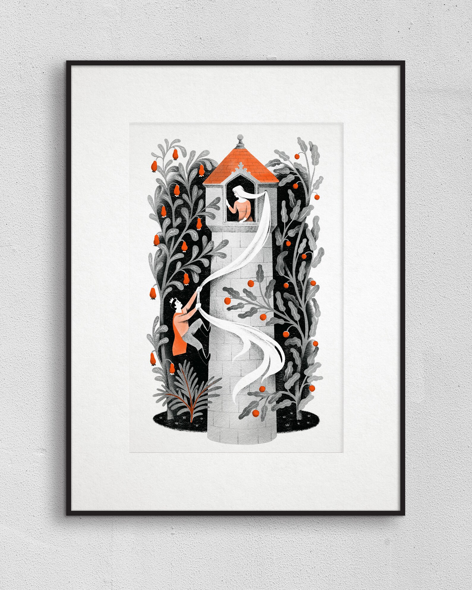 Illustration of Princess Rapunzel in Her Tower From the Brothers Grimm ...