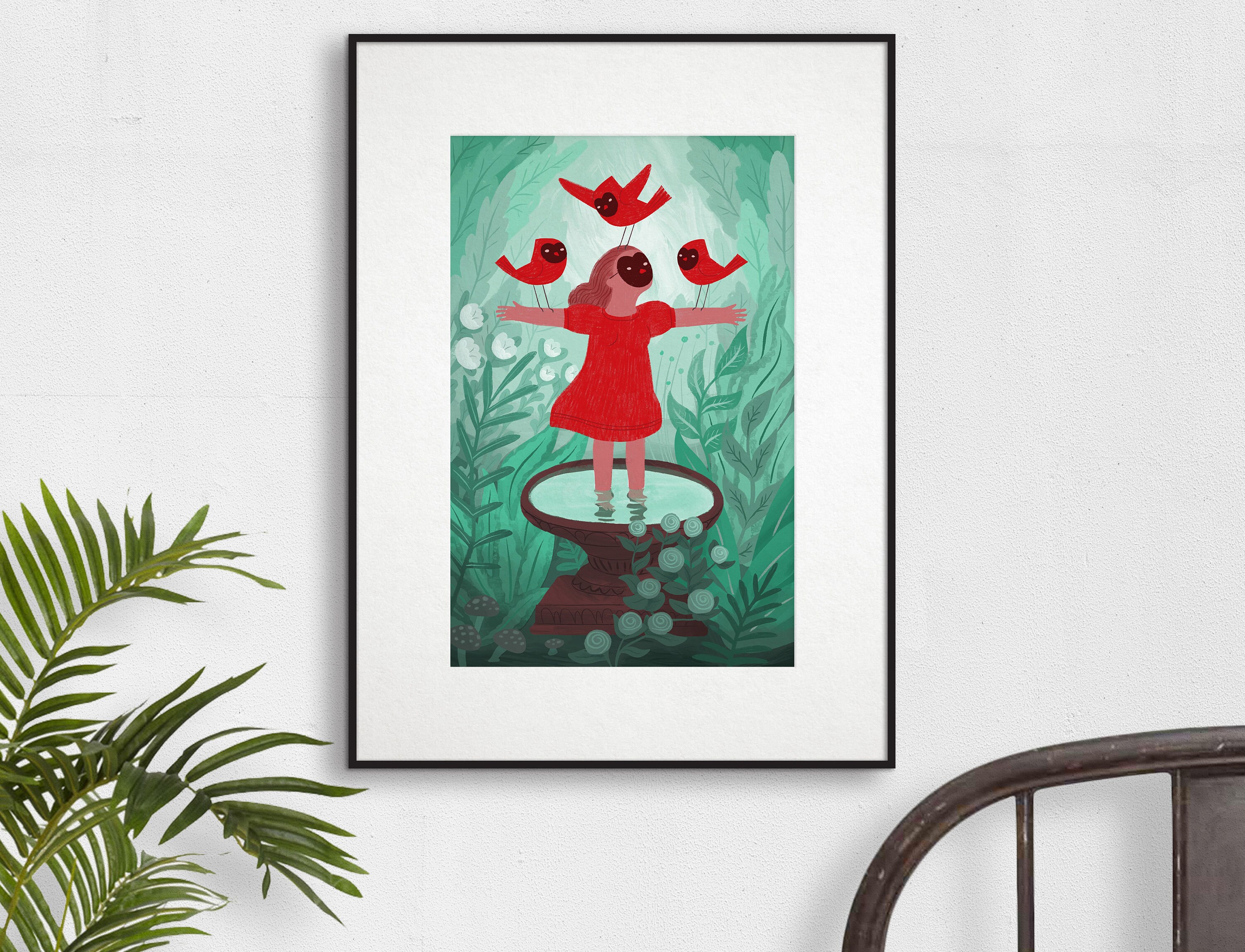 Cardinal Girl- Art Print - Etsy