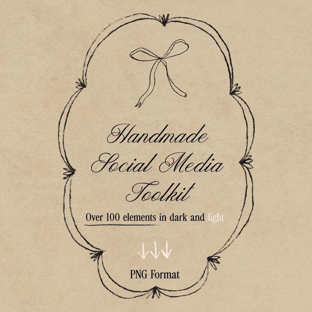 Hand Drawn Social Media Elements | Cozy Minimal Frames & CTA Text for ...