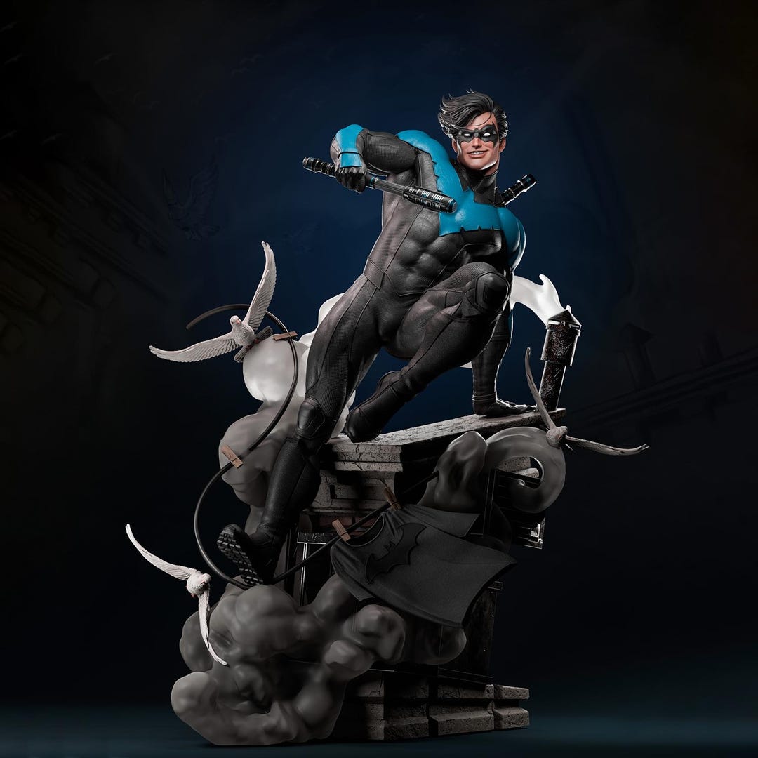 Nightwing Fanart 1/6 Scale STL Statue | Dynamic Acrobat, Rooftop ...