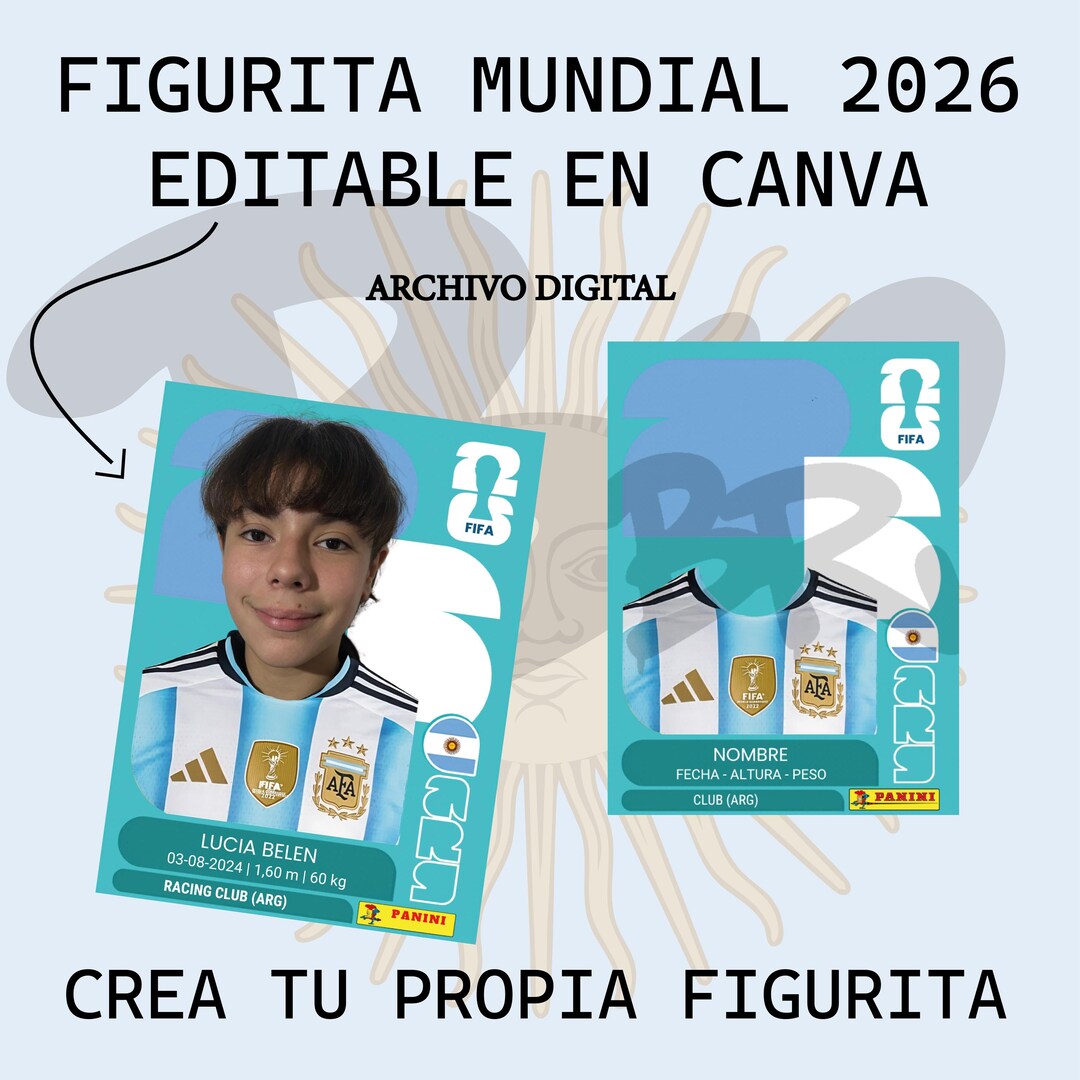 Figurita Mundial 2026 link Editable en Canva | Plantilla Personalizada ...