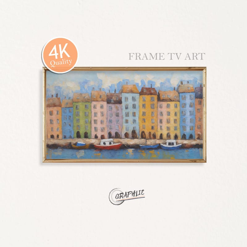 Coastal Town Art Painting - Etsy