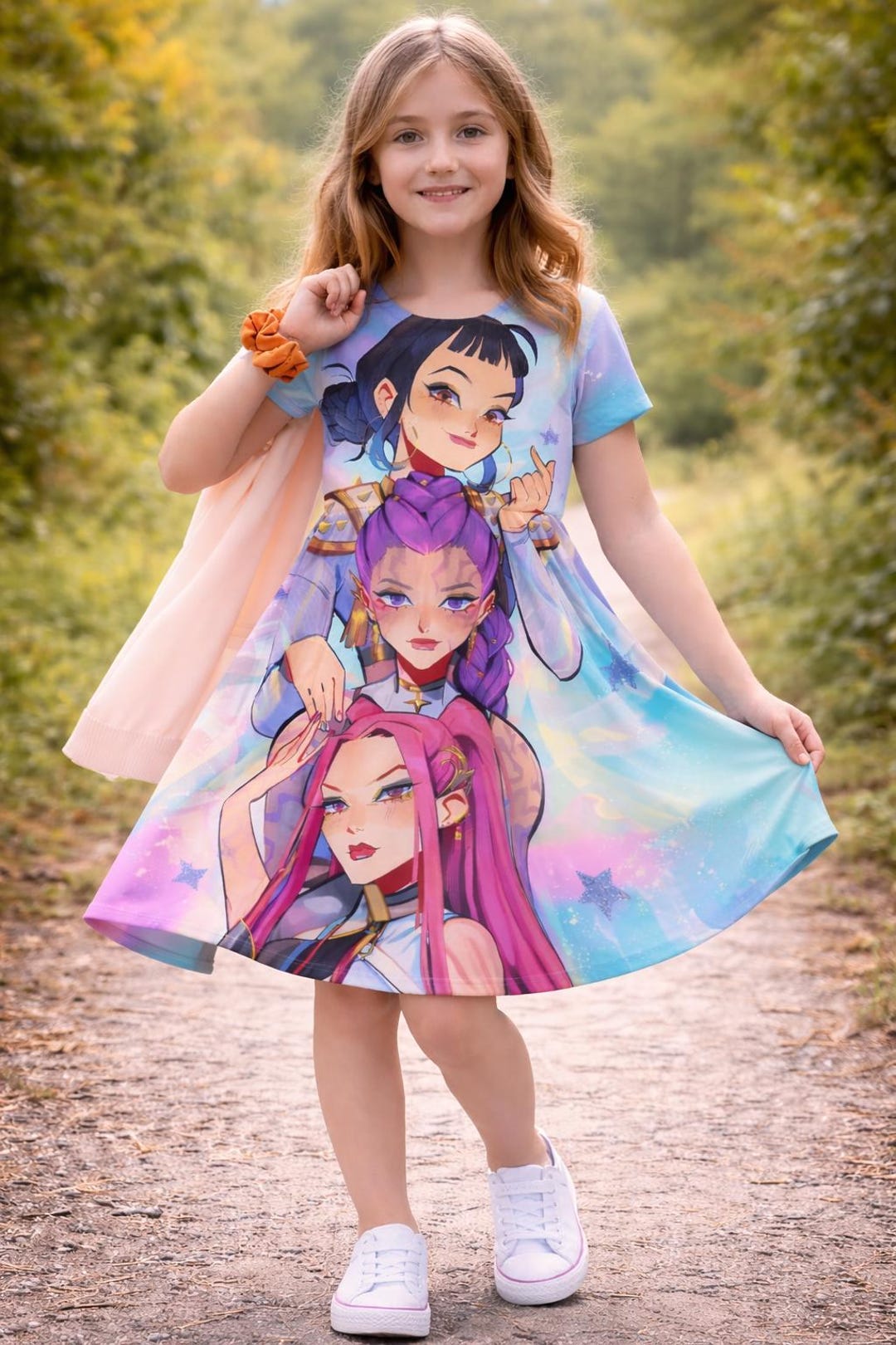 K Pop Demon Hunter Dress, K Pop Demon Hunter Printed Dress for Kids ...