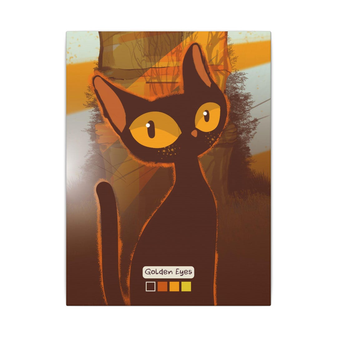 Golden Eyes Cat God Poster , Anime Wall Art Print, Framed Motivational ...