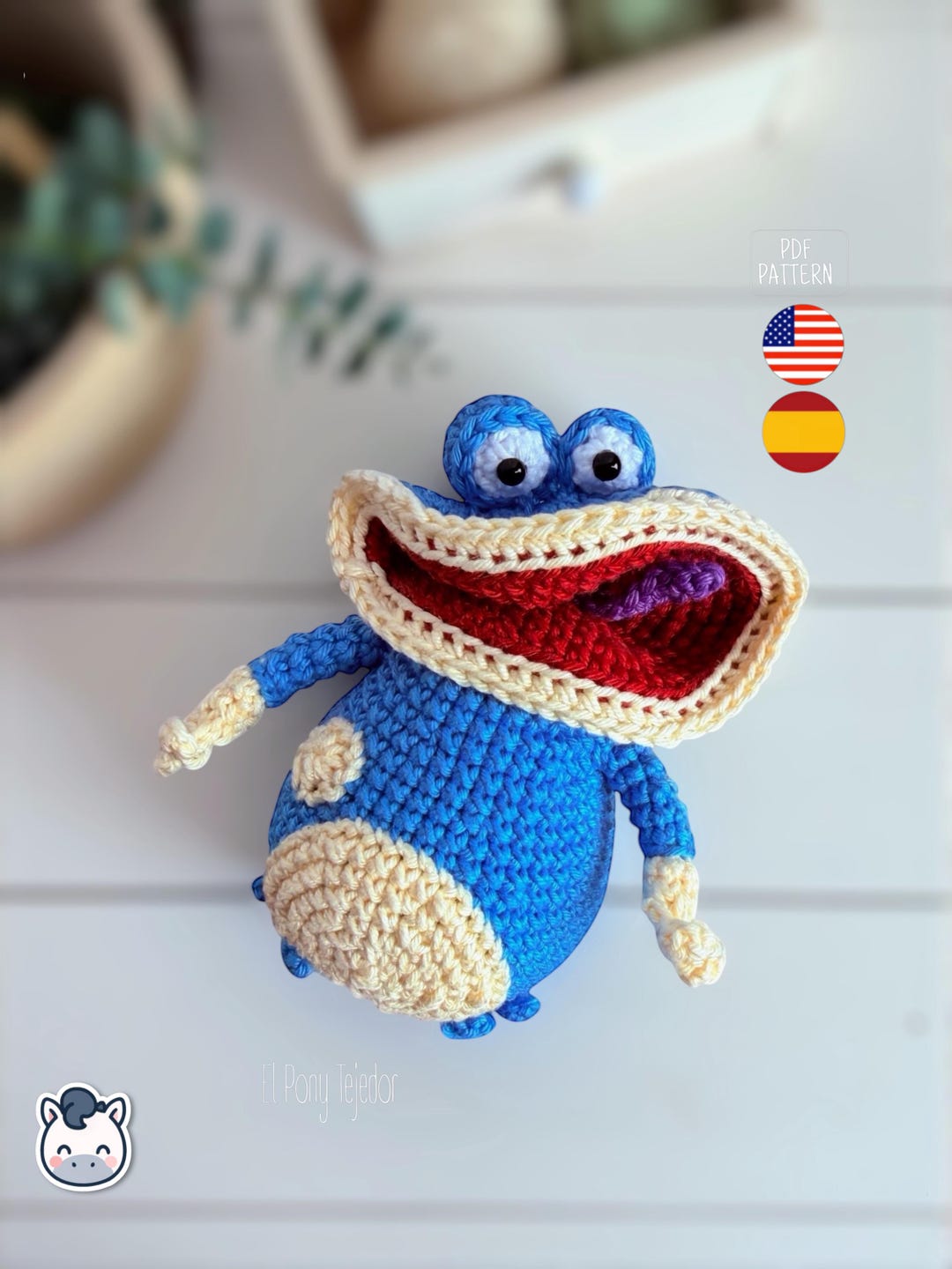 Patrón Amigurumi Monstruo Azul |crochet PDF | Español · English - Etsy