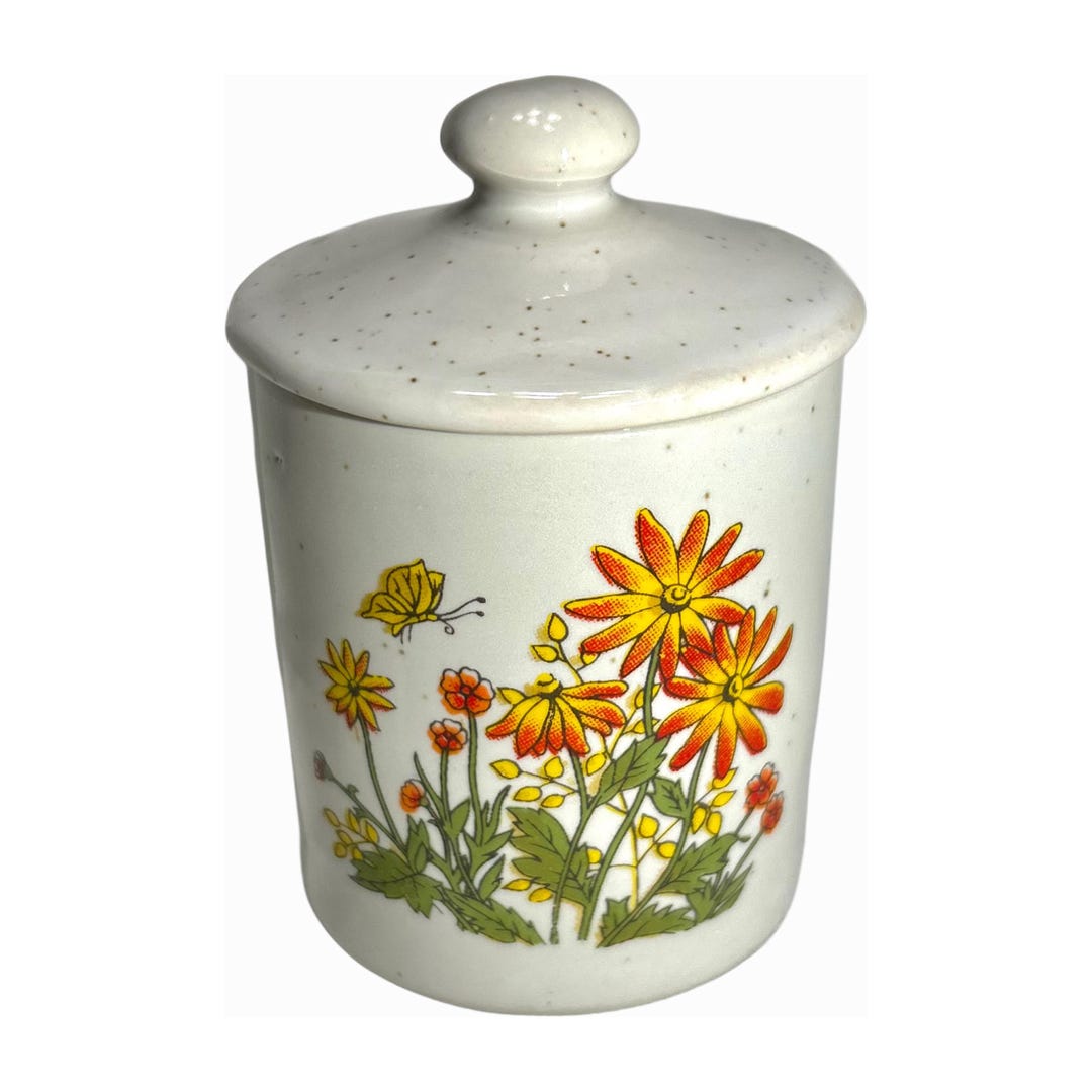 Vintage MINI Ceramic Kitchen Container Jar With Flowers - Etsy