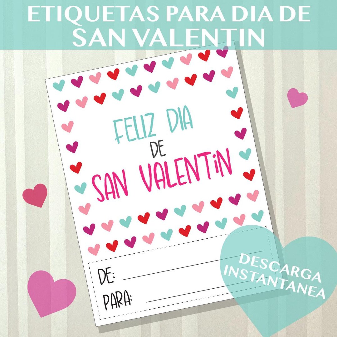 Spanish Valentine's Day Gift Tags, Printable Favor Tags (digital ...