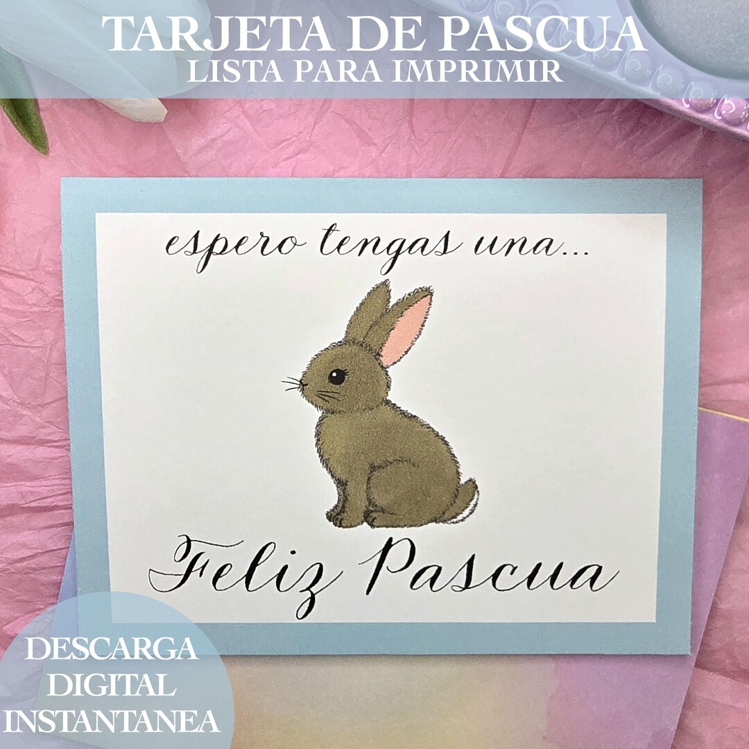 Happy Easter Card in Spanish - Digital Download - Feliz Pascua - 4.25in ...