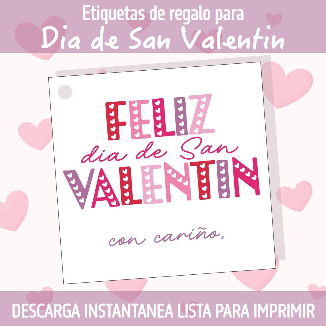 Spanish Valentine's Day Gift Tags - Feliz Dia De San Valentin (PDF) - Etsy