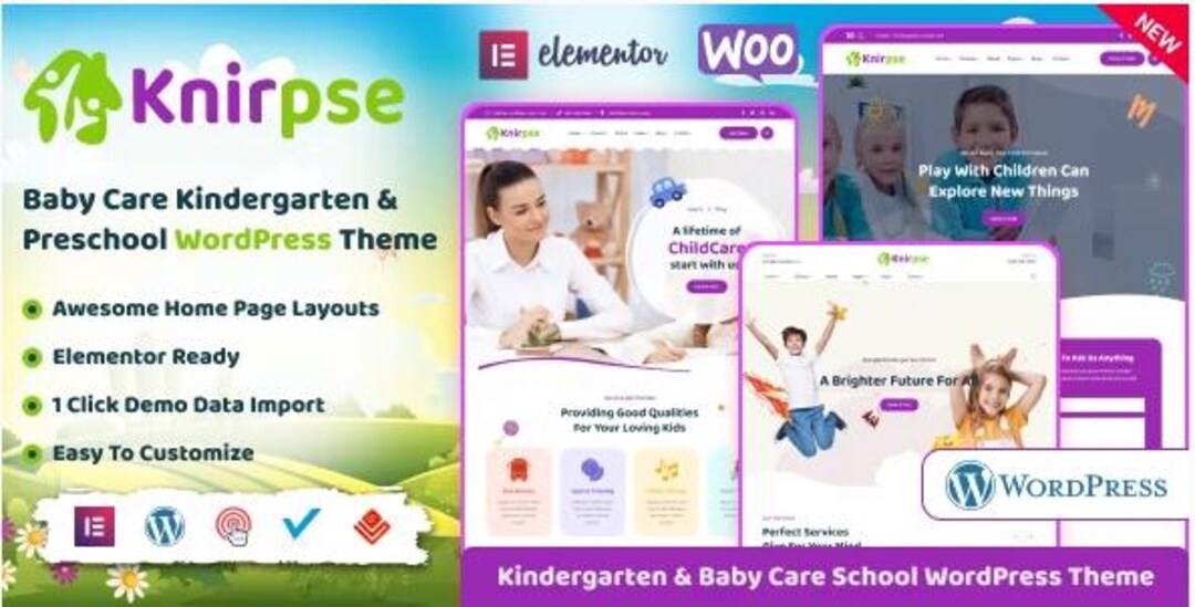Knirpse – Kindergarten, Shool & Baby Care Wordpress Theme Download - Etsy