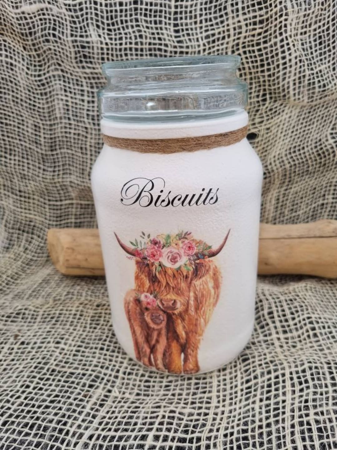 Highland Cows Mum & Baby, Biscuits Jar. Handmade Decorated. - Etsy UK