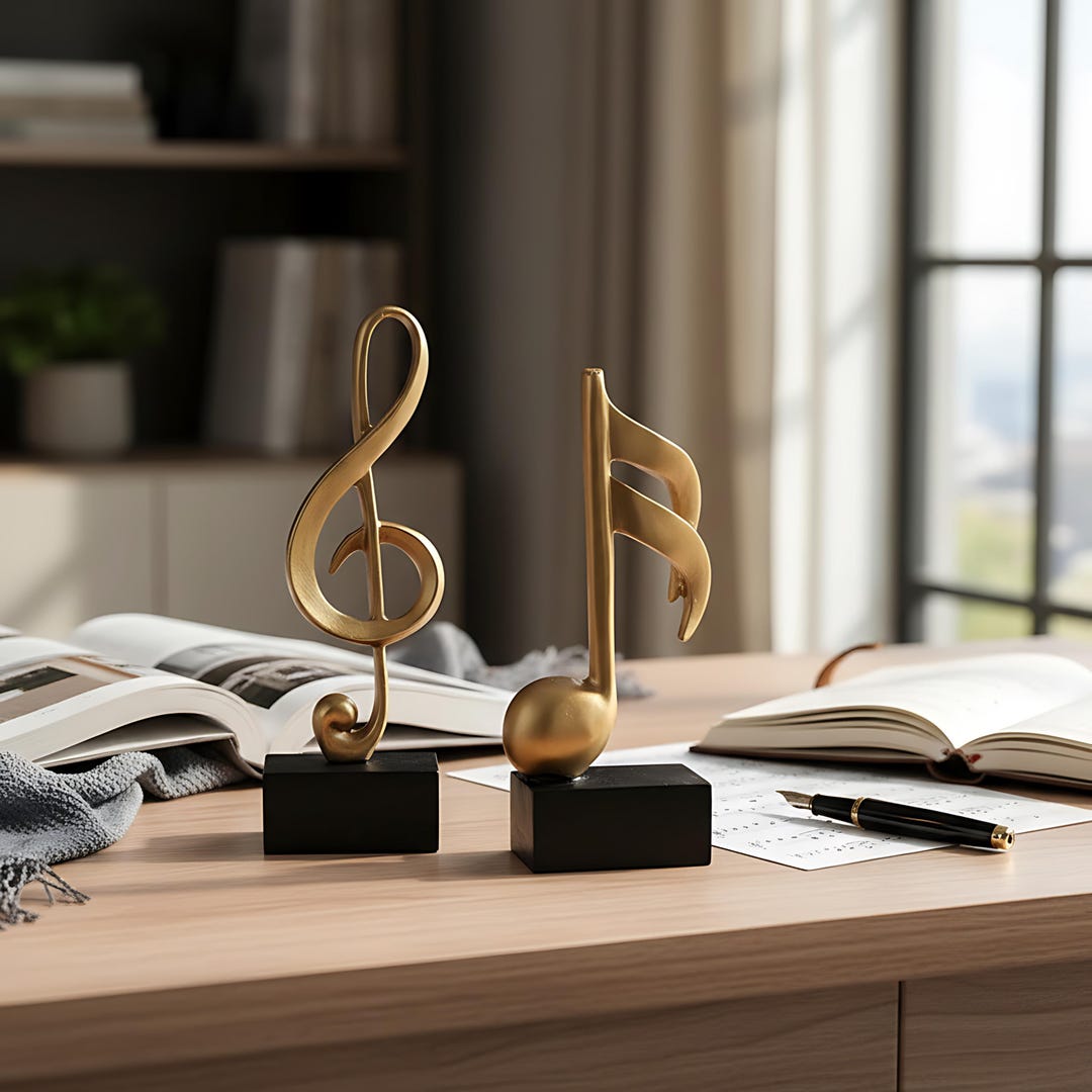 Golden Musical Note Resin Decor – Modern Music Figurine - Etsy
