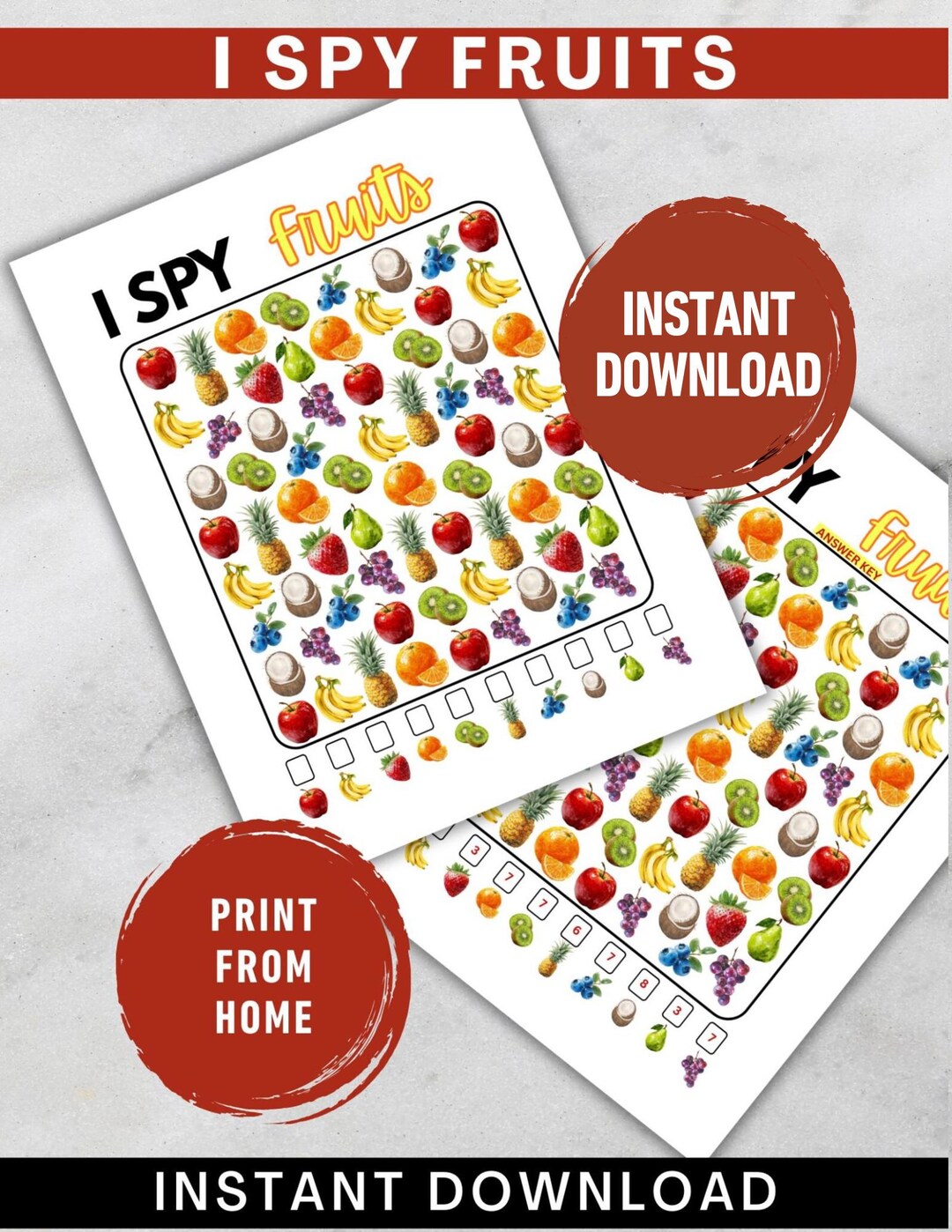 I Spy Fruits Printable Game for Kids | Fruit Counting Activity ...