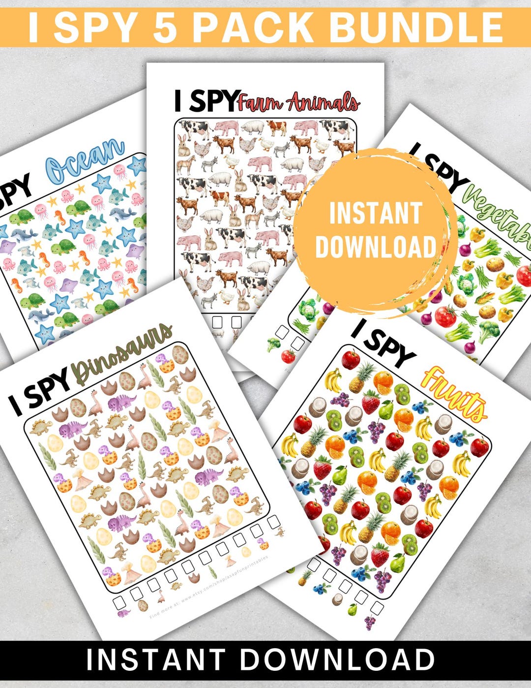 I Spy Printable Bundle for Kids | 5 Pack I Spy Games | Toddler ...