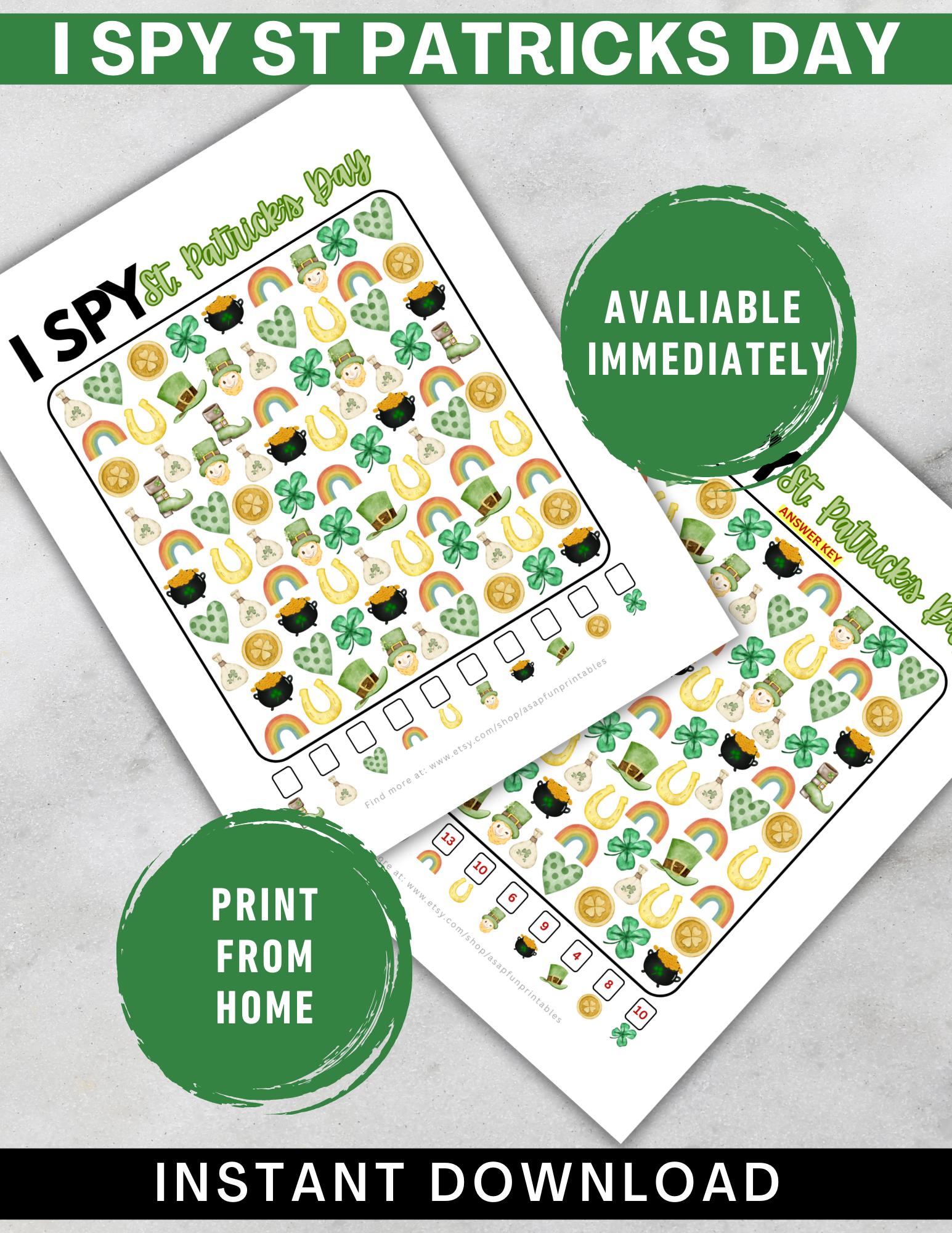 I Spy St Patrick’s Day Printable Game for Kids | St Patricks Day ...